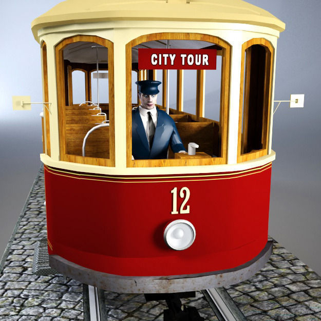 3D model SKODA retro tramway VR / AR / low-poly rigged | CGTrader