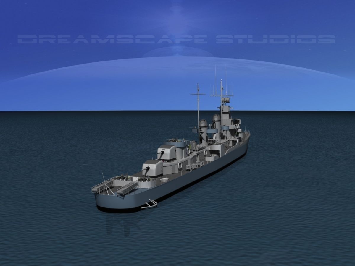 Fletcher Class Destroyer DD-507 USS Conway 3D model rigged | CGTrader