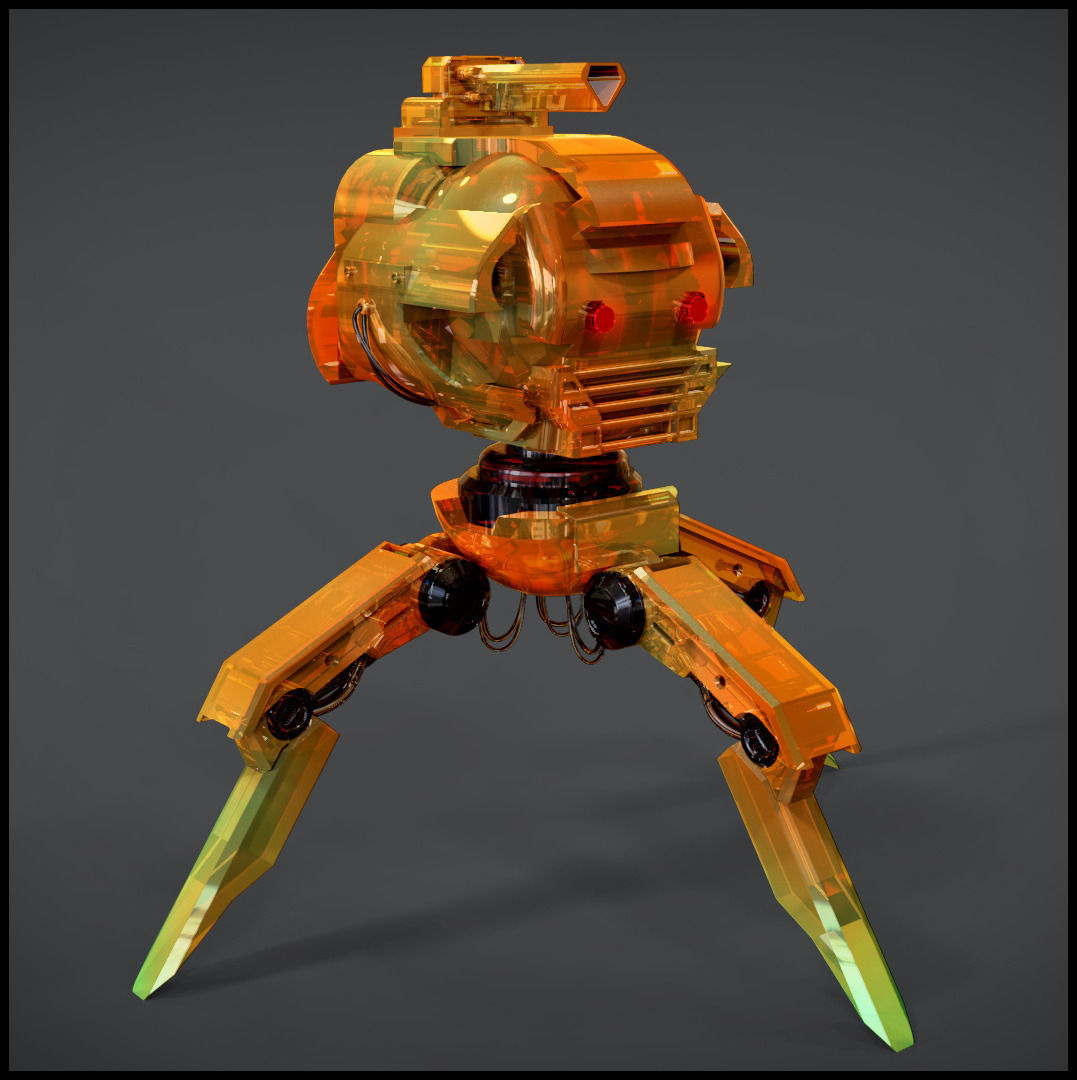 Cryon orange robot on tripod 3D model | CGTrader