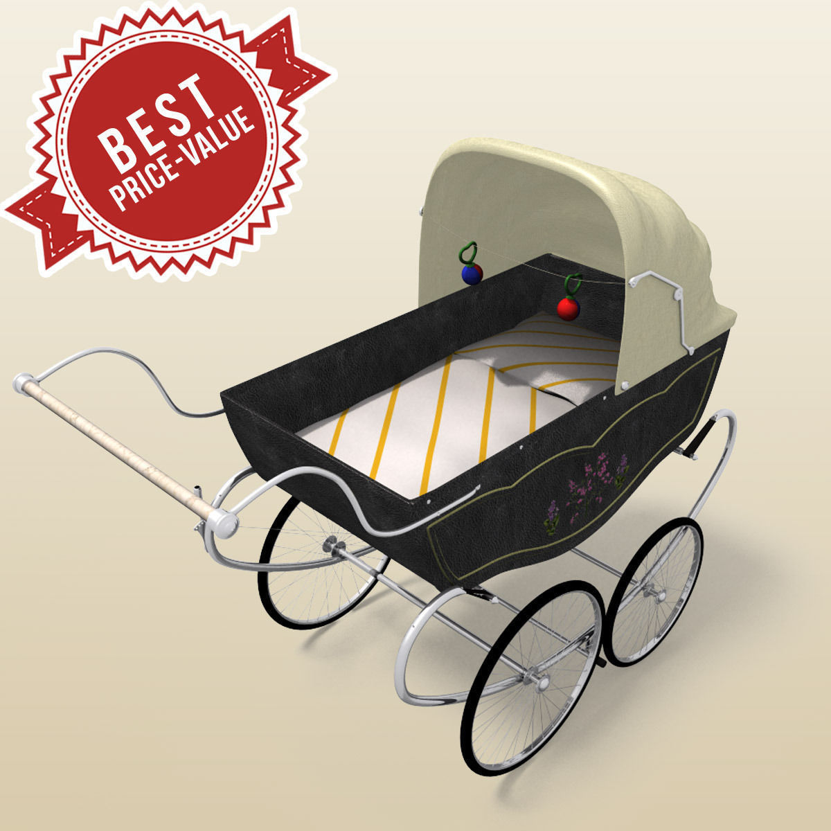 Retro stroller 3D model | CGTrader