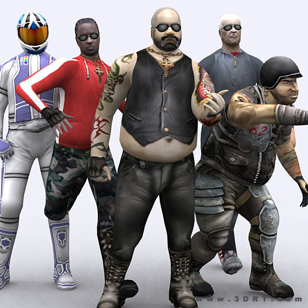 3D model 3DRT - Bikers Gang Pack VR / AR / low-poly rigged animated ...