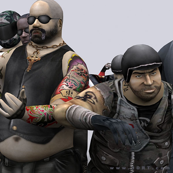 3D model 3DRT - Bikers Gang Pack VR / AR / low-poly rigged animated ...