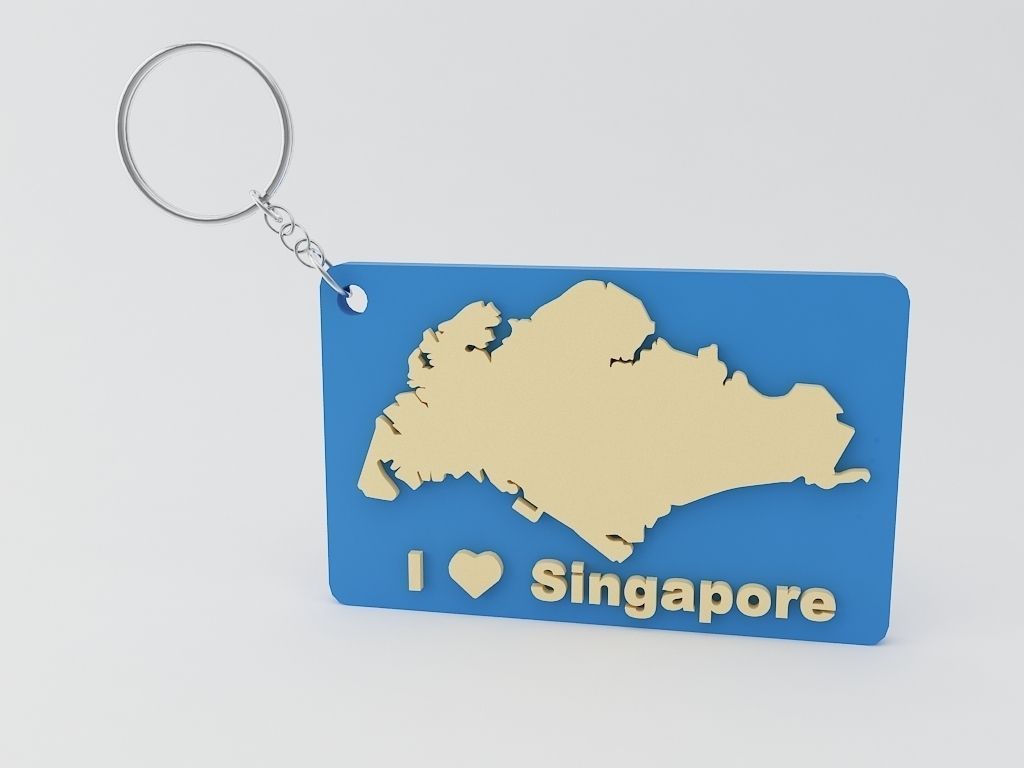 Singapore Keychain 3D model 3D printable | CGTrader