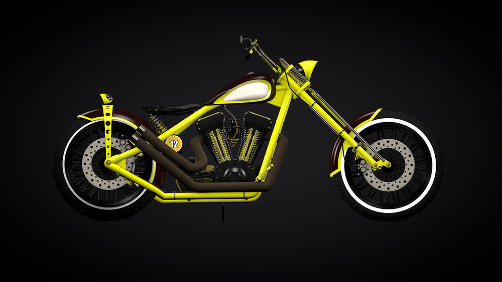 Custom yellow chopper 3D model | CGTrader