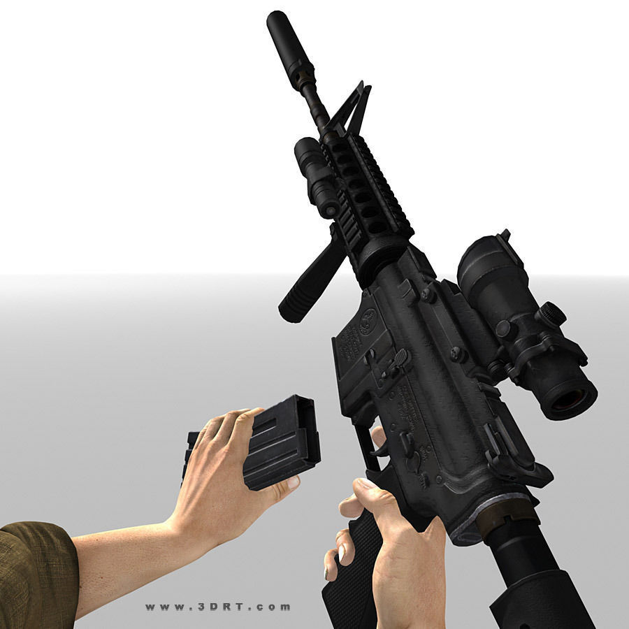 3D model 3DRT - Modern Firearms Animated - M4 Carbine VR / AR / low ...