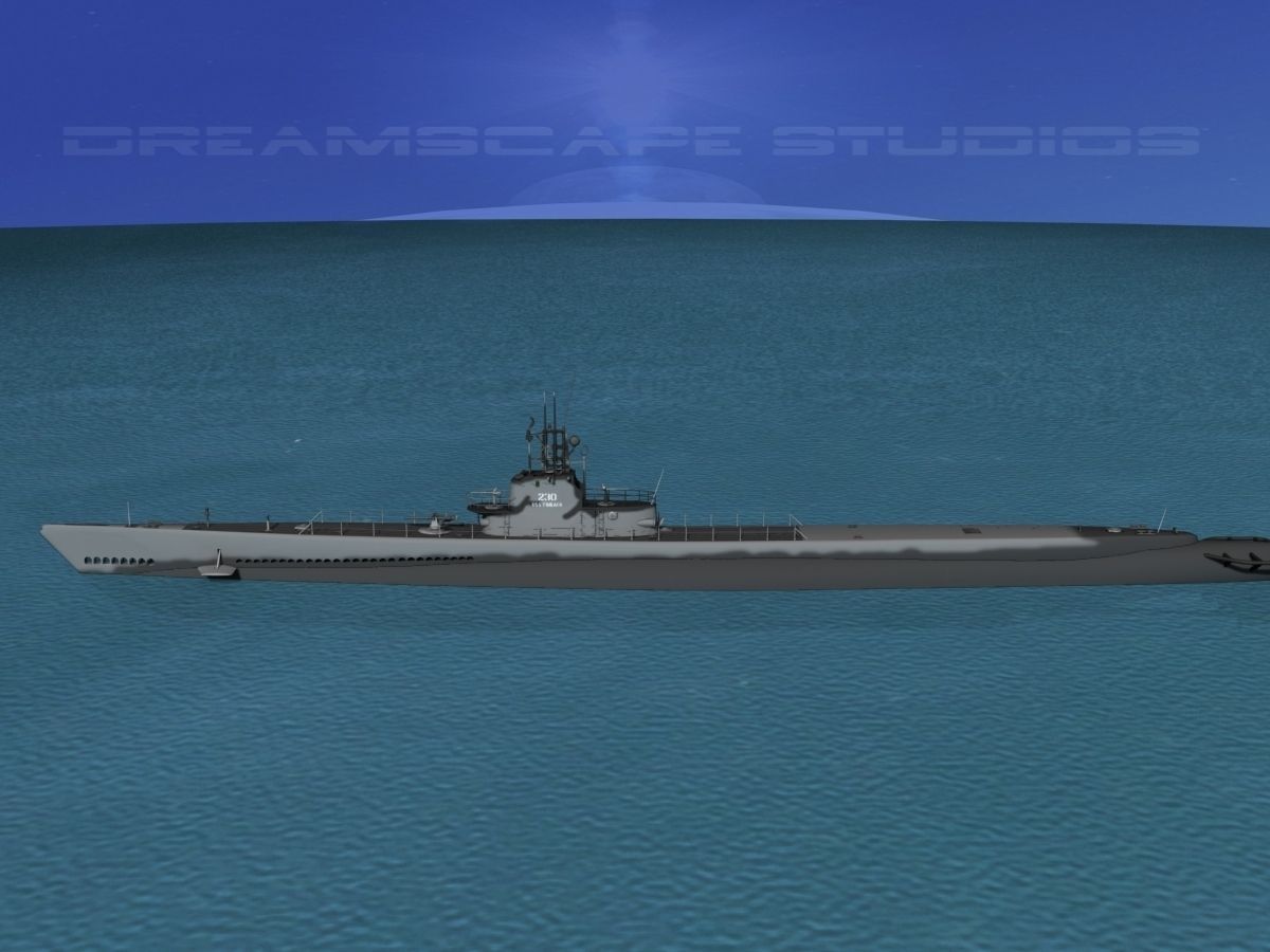 Gato Class Submarine SS-230 USS Finback 3D model rigged | CGTrader