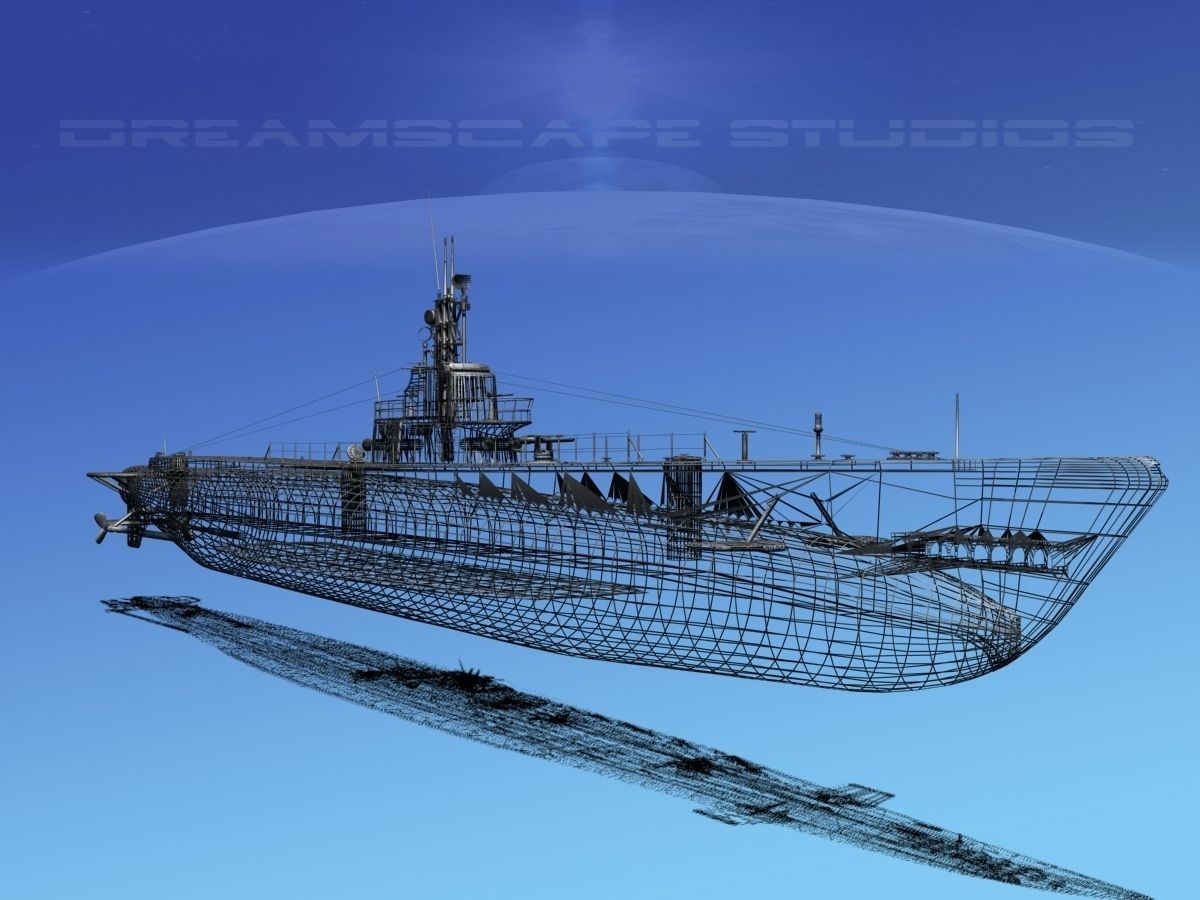Gato Class Submarine SS-238 USS Wahoo 3D Model rigged .max .obj .3ds ...