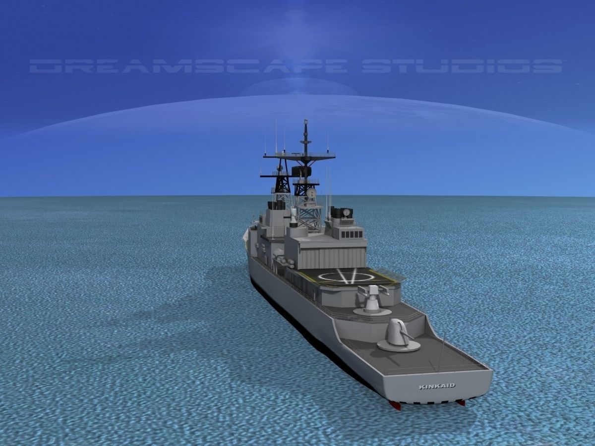 Spruance Class DD965 USS Kinkaid 3D model rigged | CGTrader