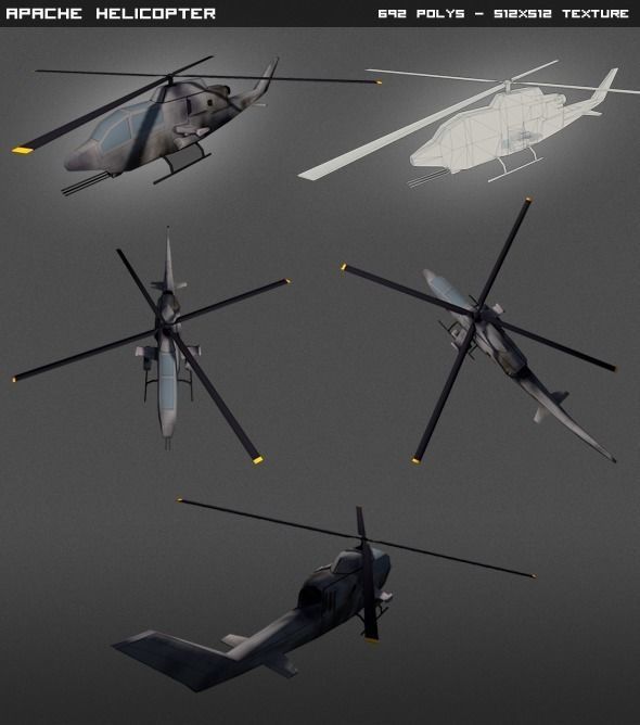 3D model Apache Helicopter lowpoly VR / AR / low-poly | CGTrader