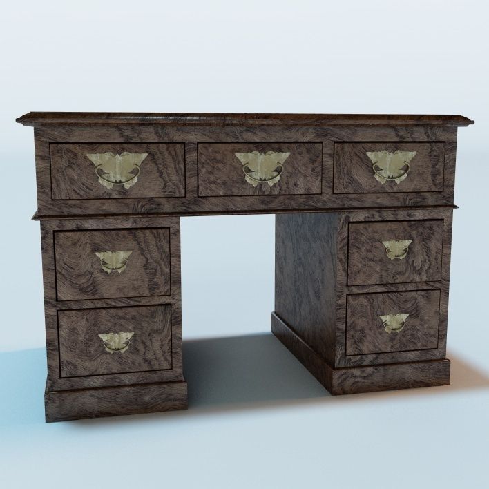 Wooden Antique Desk 3D model | CGTrader