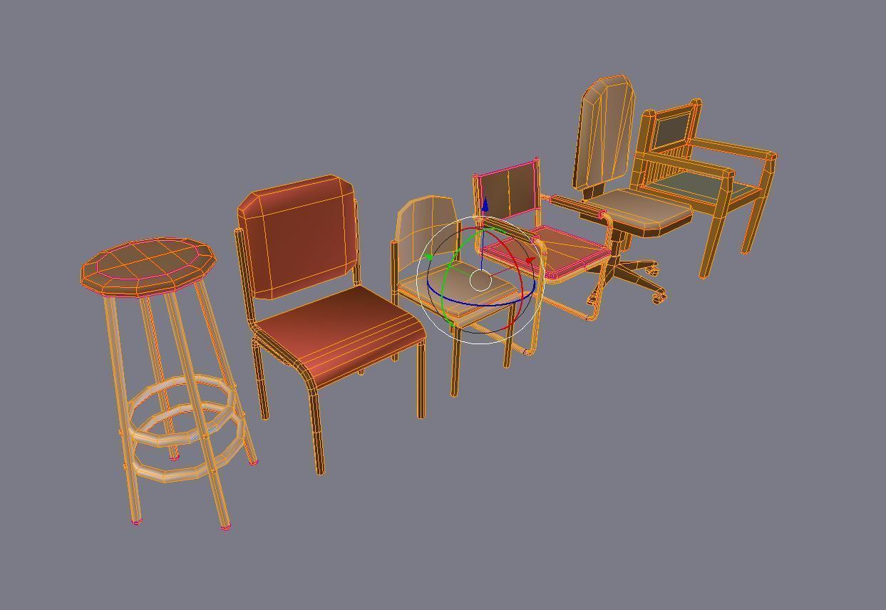 Low Poly Chairs Set free VR / AR / low-poly 3D model | CGTrader