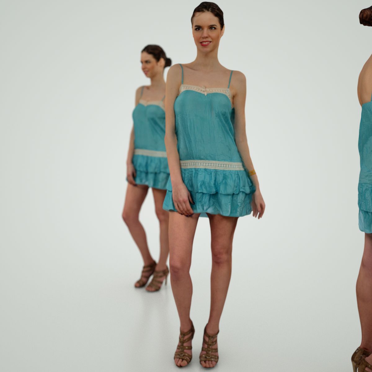 3D model Blue Dress girl VR / AR / low-poly | CGTrader