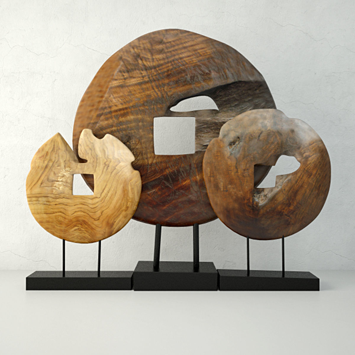 Teak Wood Table Top Decoration 3D model | CGTrader