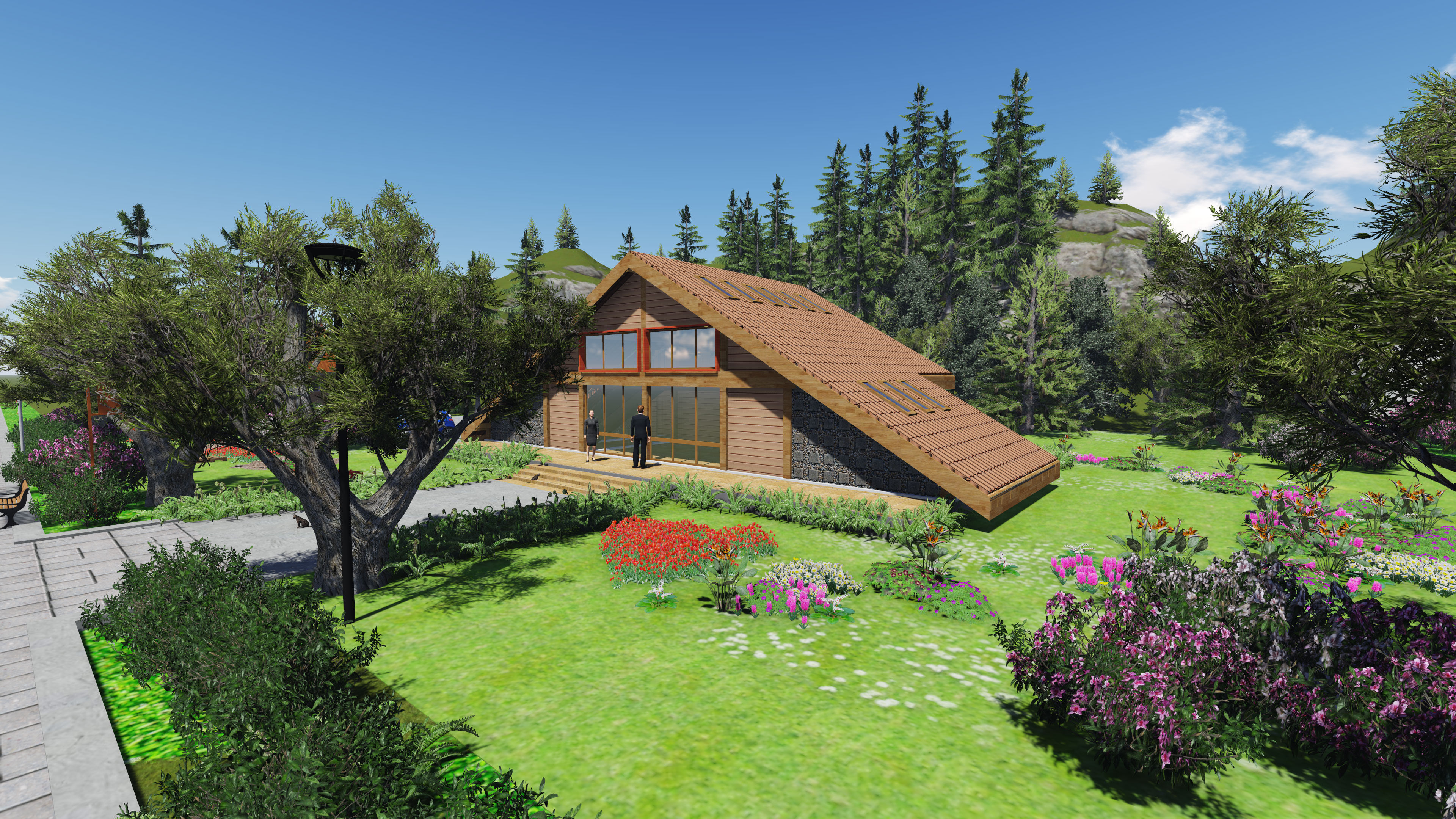 Timber Frame Office Building 3D Model animated 3DS C4D STL DAE DWG SKP ...