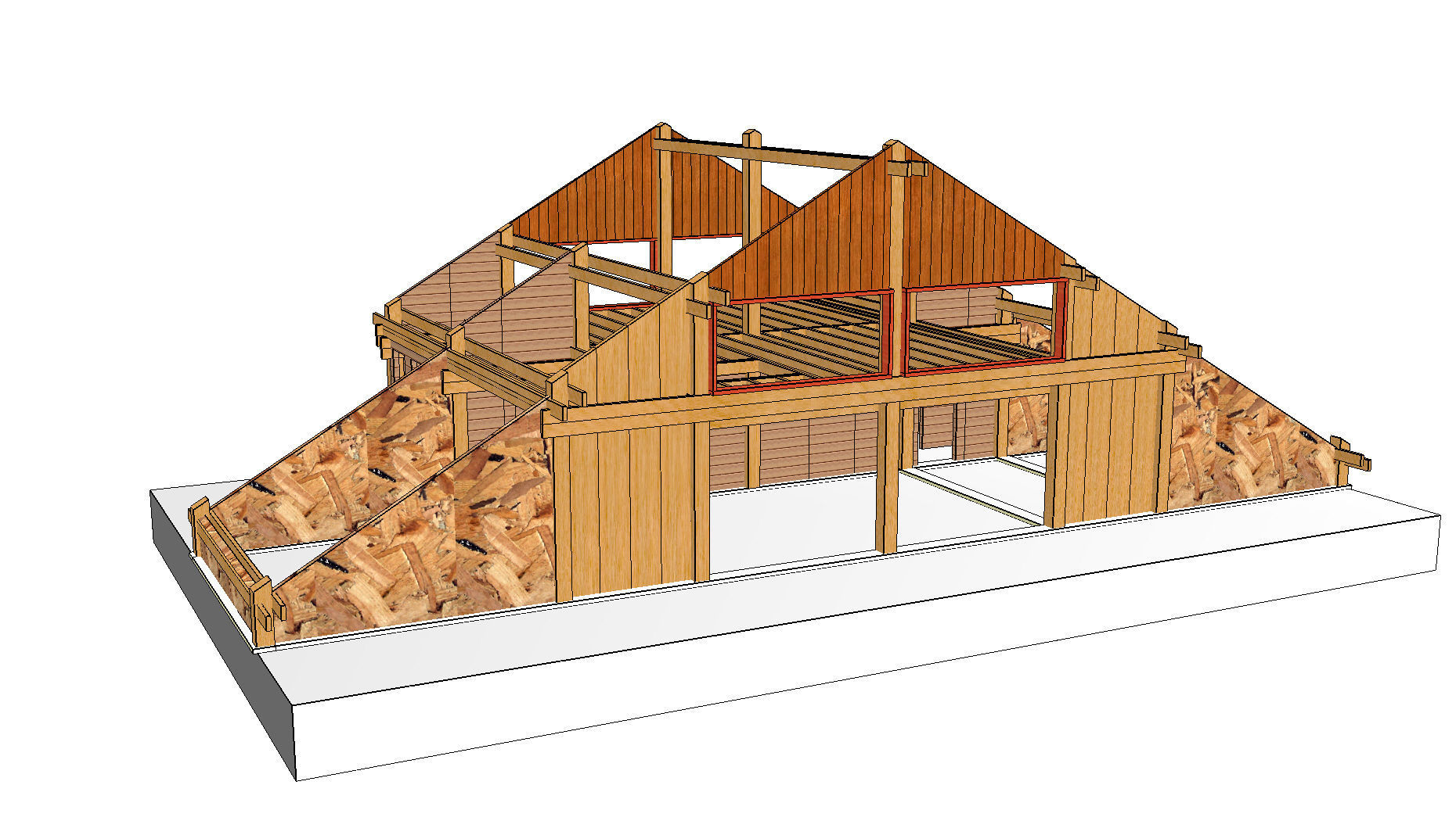 Timber Frame Office Building 3D model animated | CGTrader