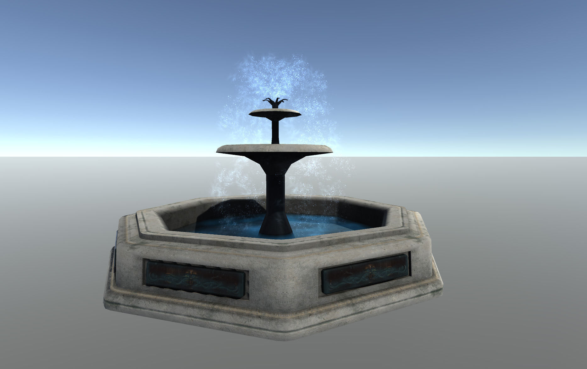 3D model Fountains set fountain in middle of square VR / AR / low-poly ...