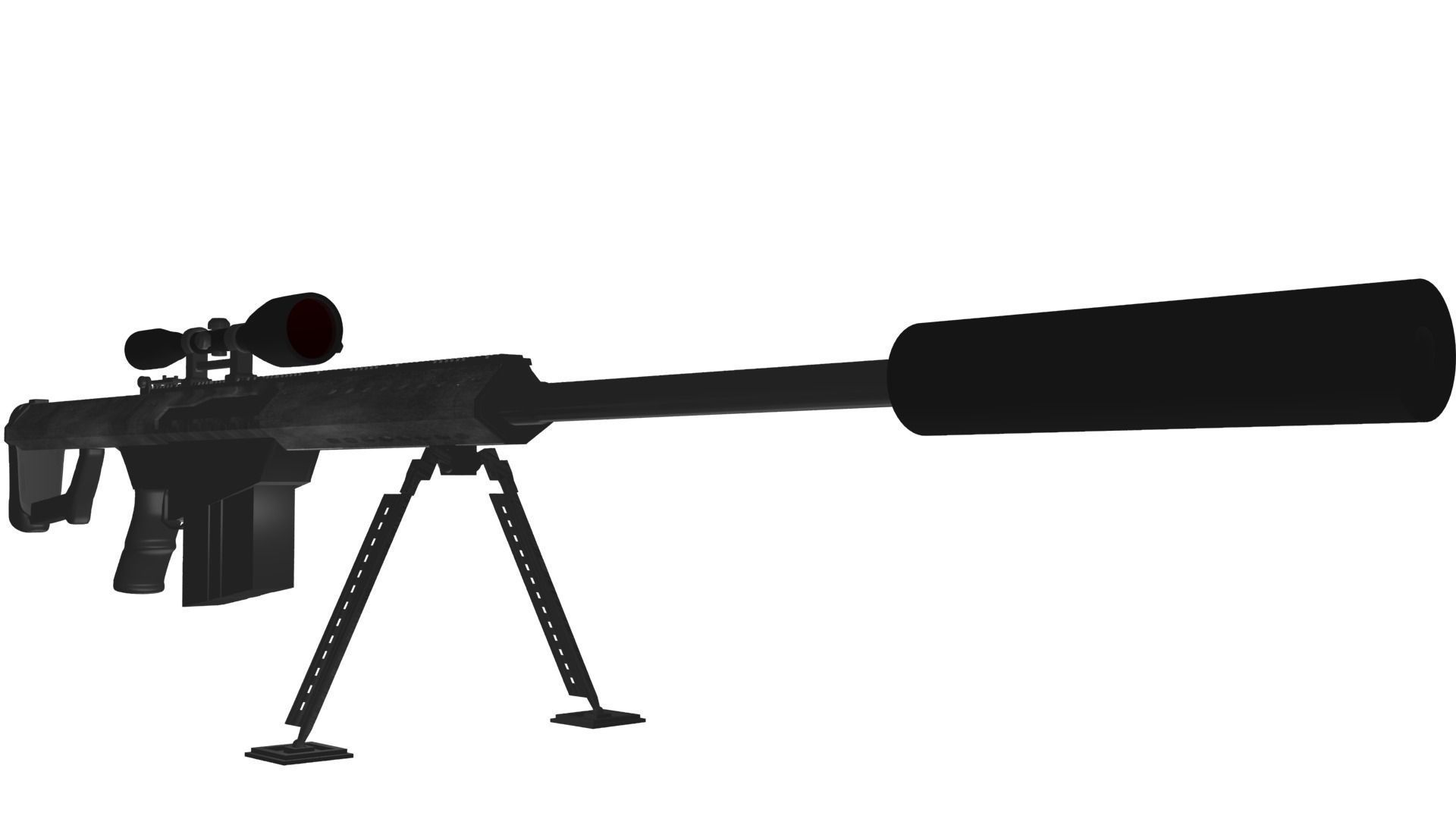 M82 Barrett High Poly Sniper Rifle with Silencer and Muzzle 3D Model ...