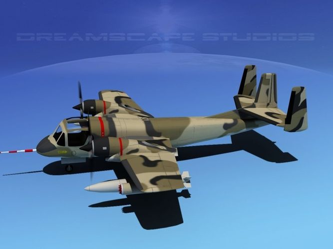 Grumman OV-1D Mohawk V10 3D Model animated rigged MAX OBJ 3DS LWO LW ...