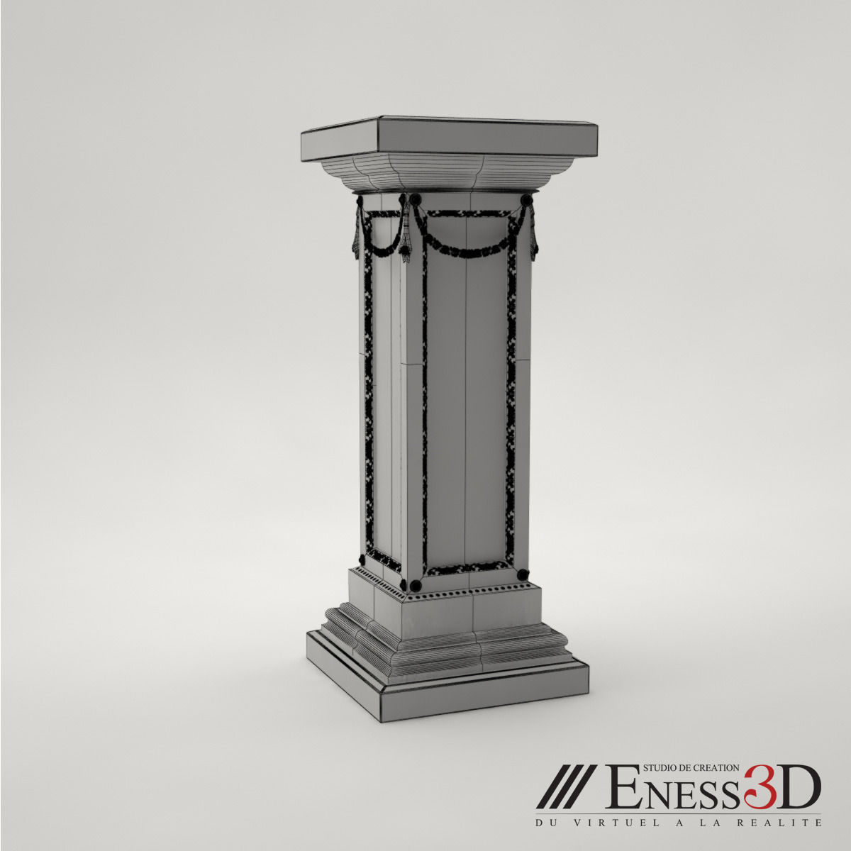 Pro - Pedestal Uffizi square column 3D model | CGTrader