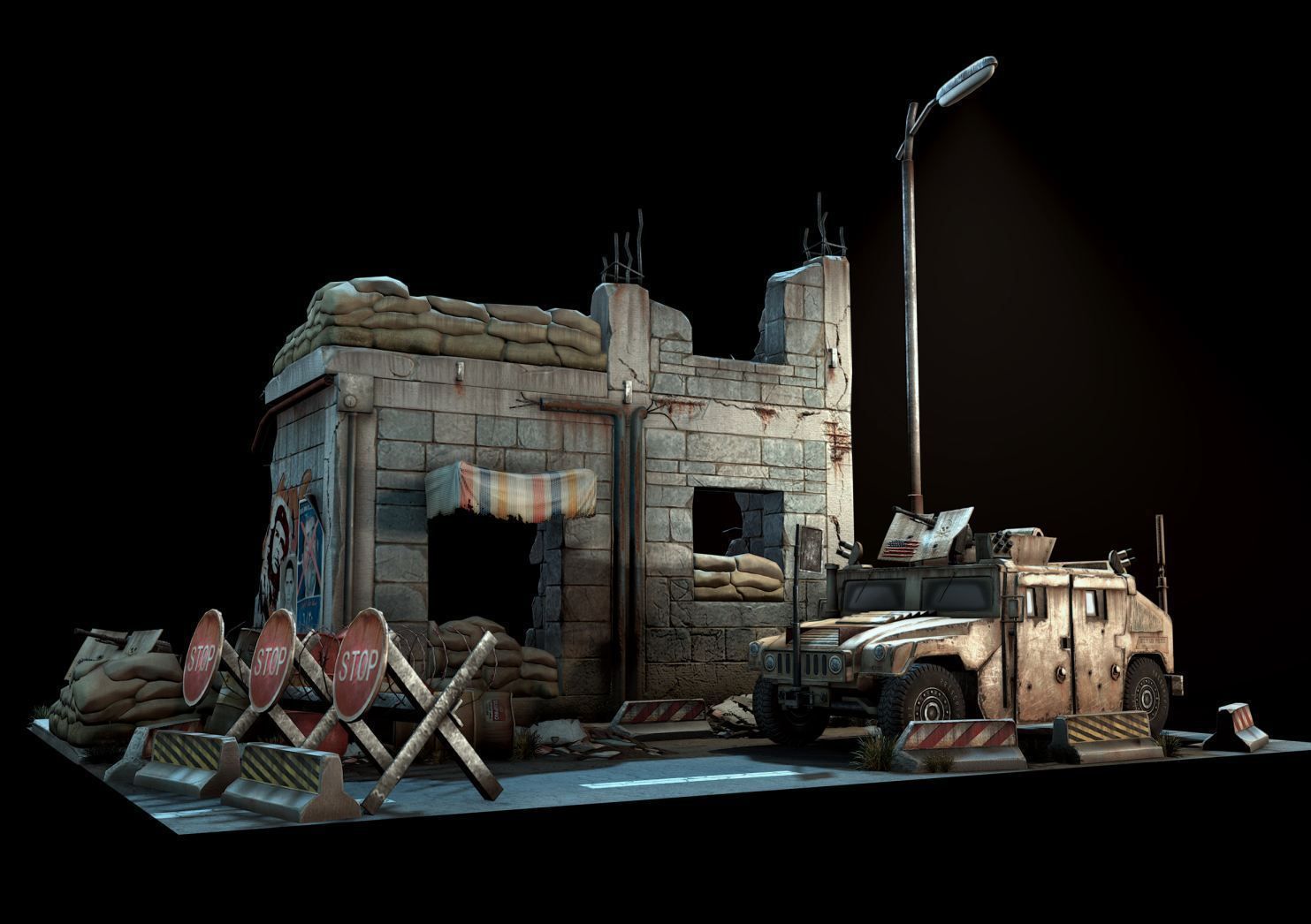 3D model customs barrier 01 VR / AR / low-poly | CGTrader