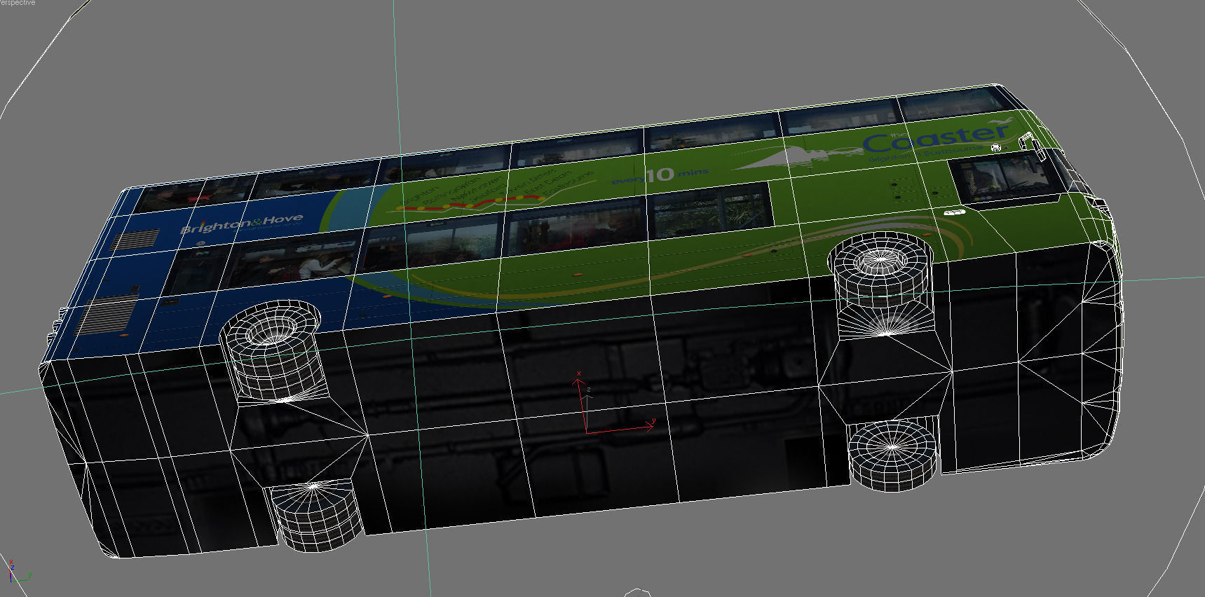 3D model Wrightbus Streetdeck Coaster Green livery VR / AR / low-poly ...