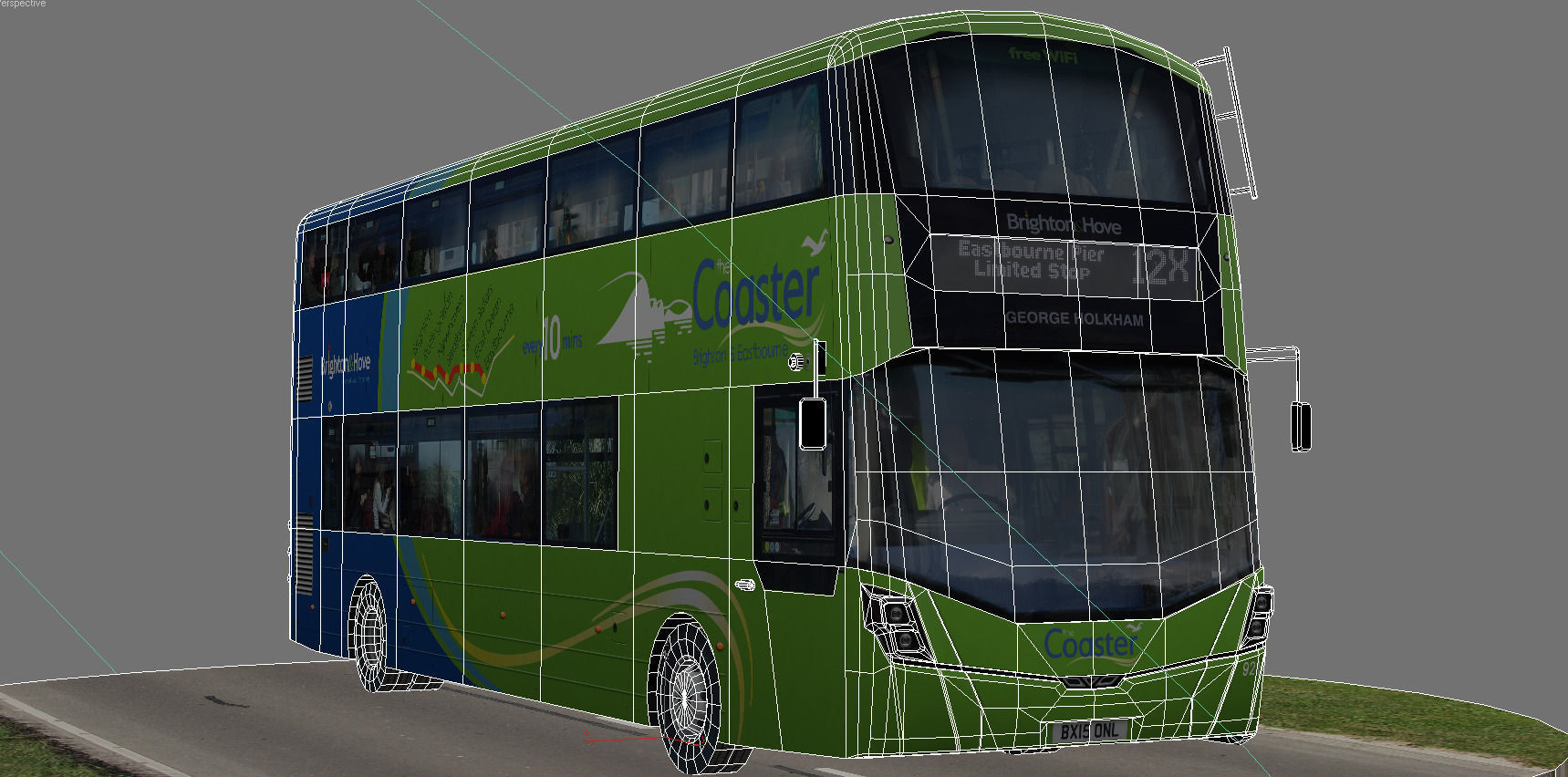 3D model Wrightbus Streetdeck Coaster Green livery VR / AR / low-poly ...
