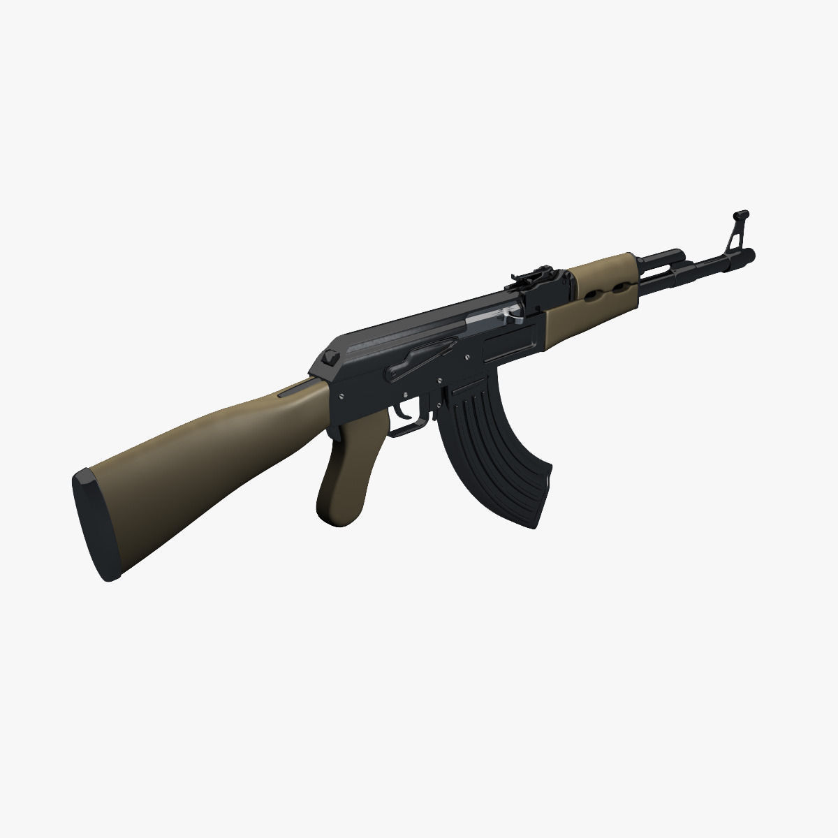 Realistic AK47 Assault Rifle 3D model OBJ FBX LWO BLEND
