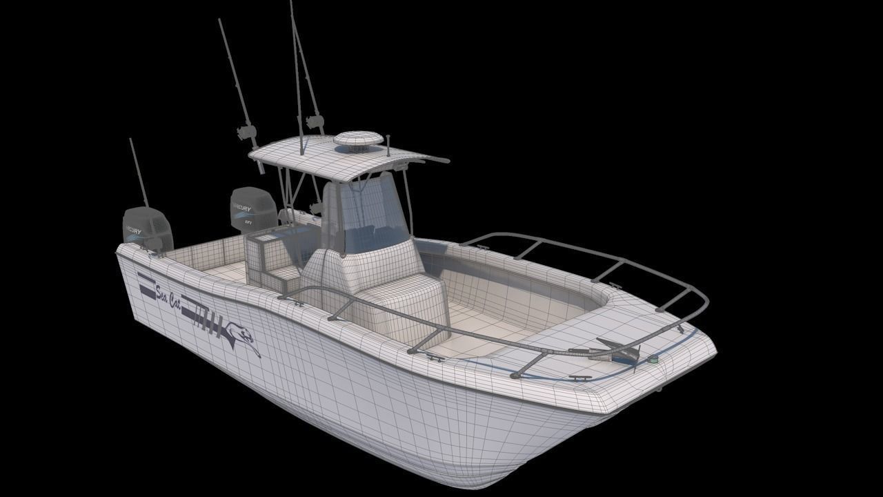 3D model Sea Cat Center Console Outboard Fishing Boat VR / AR / low ...