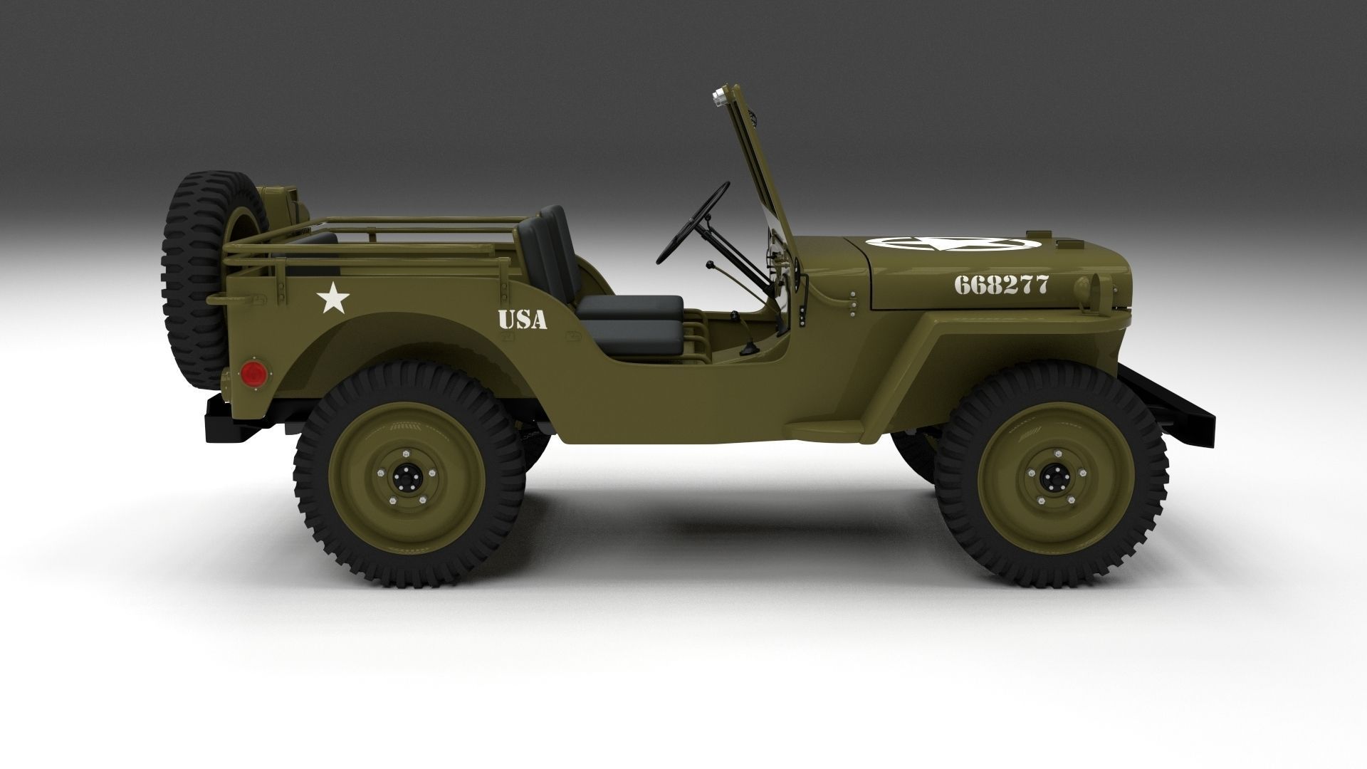 Full w chassis Jeep Willys MB Military 3D model | CGTrader