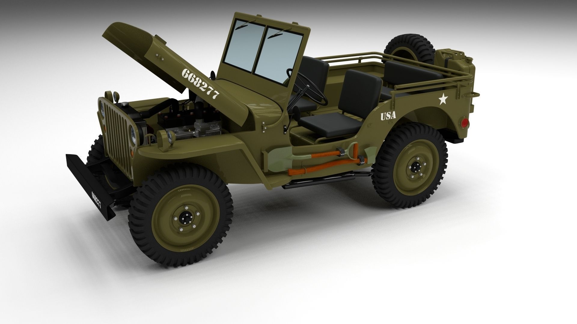 Full w chassis Jeep Willys MB Military 3D model | CGTrader