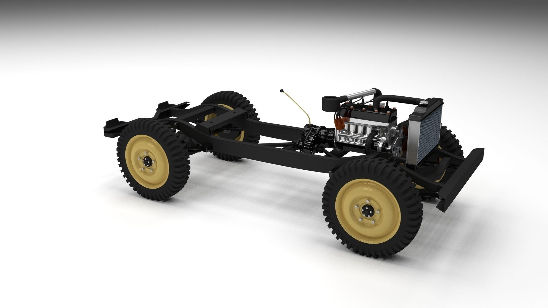 Full w chassis Jeep Willys MB Military 3D model | CGTrader