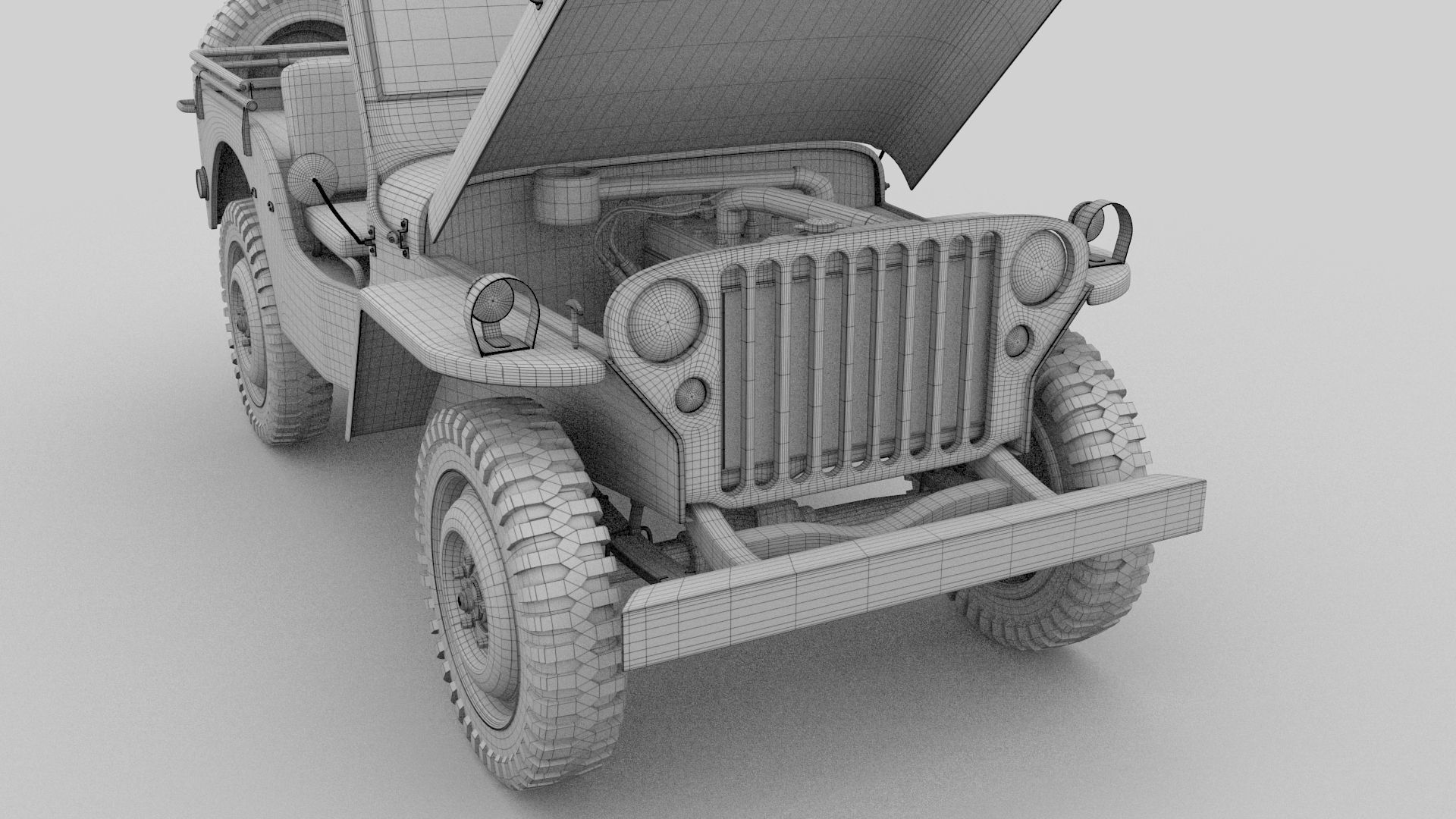 Full w chassis Jeep Willys MB Military Desert 3D model | CGTrader
