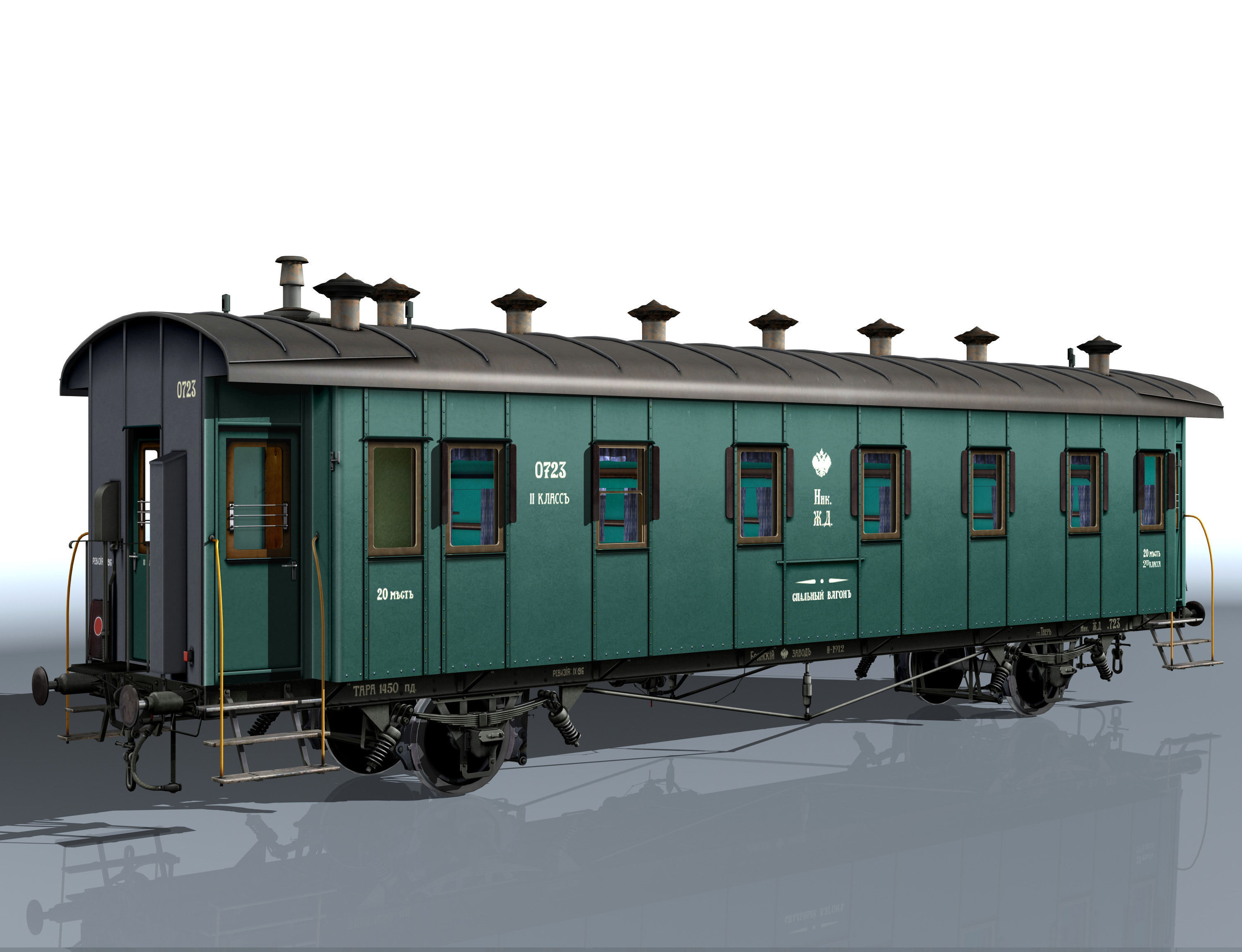 Passenger carriage 2-axles 3D model | CGTrader