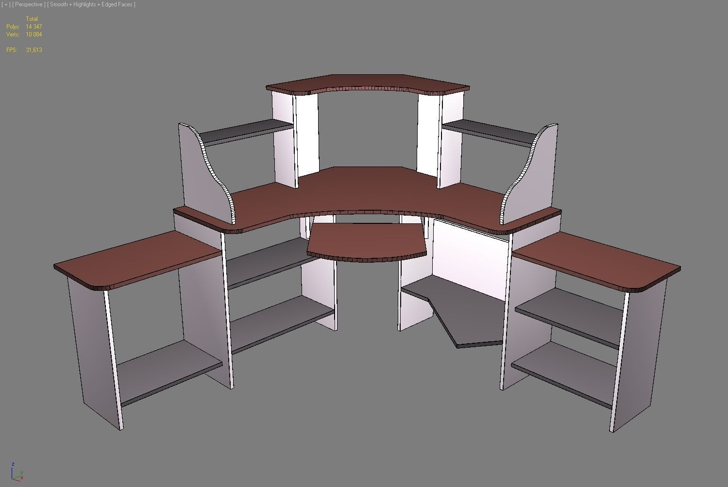 Computer table free 3D model | CGTrader