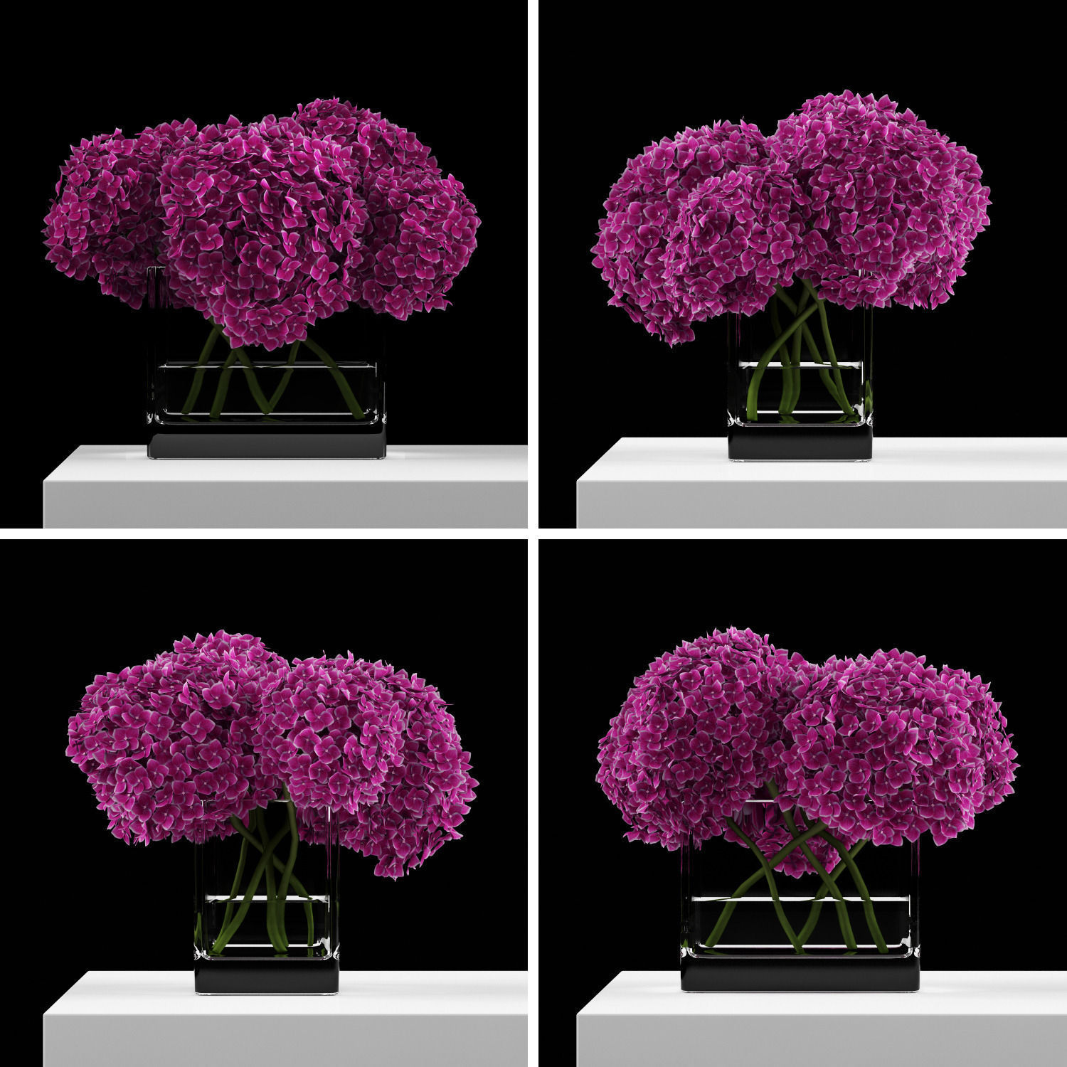 Pink hydrangeas 3D model | CGTrader