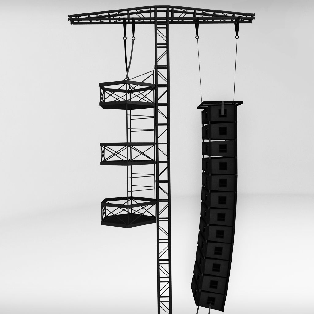 Speaker concert system scaffolding tower a... 3D Model MAX OBJ 3DS FBX ...
