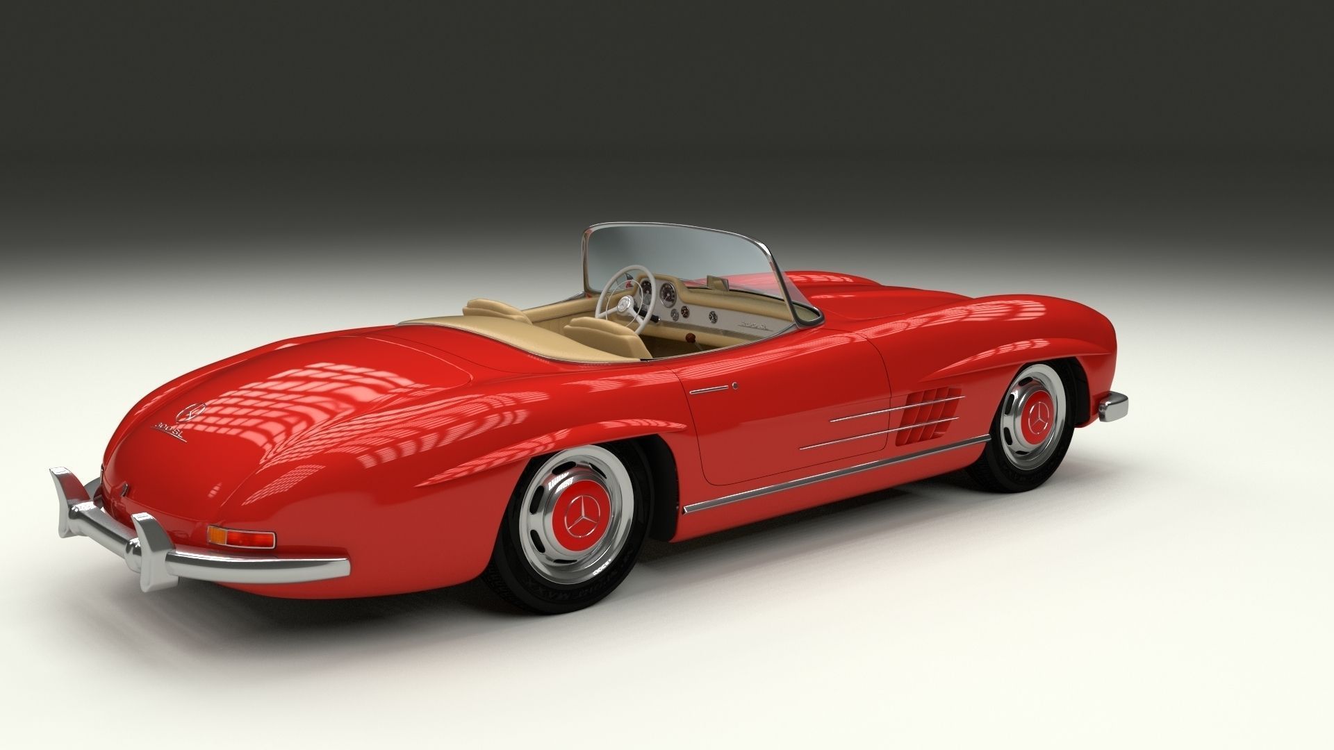 Fully Modelled Mercedes 300SL Roadster Red 3D model | CGTrader