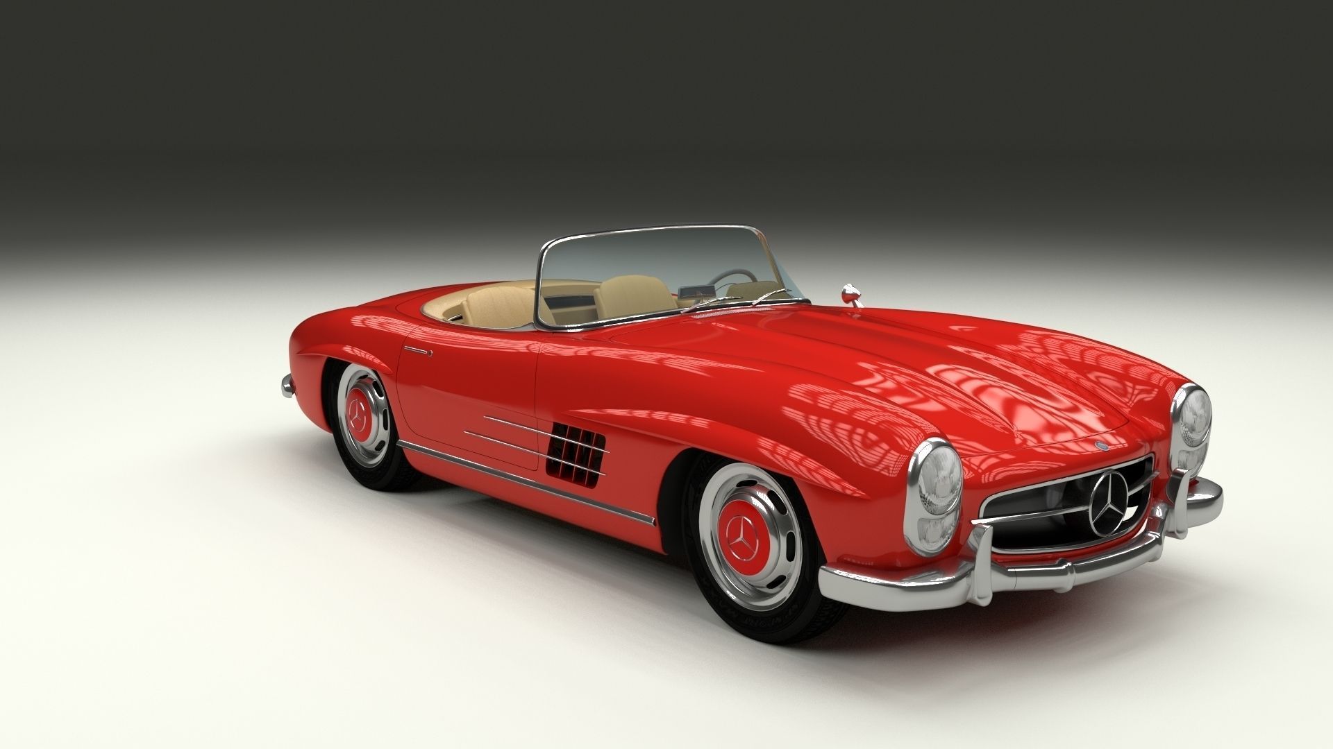 Fully Modelled Mercedes 300SL Roadster Red 3D model | CGTrader