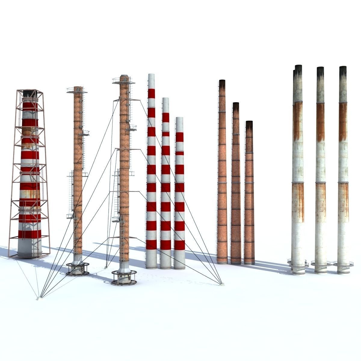 3D model Chemical Plant Chimney Pack VR / AR / low-poly | CGTrader