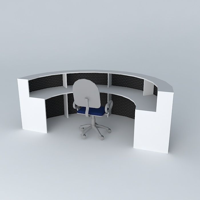 Curved counter 180 free 3D model | CGTrader