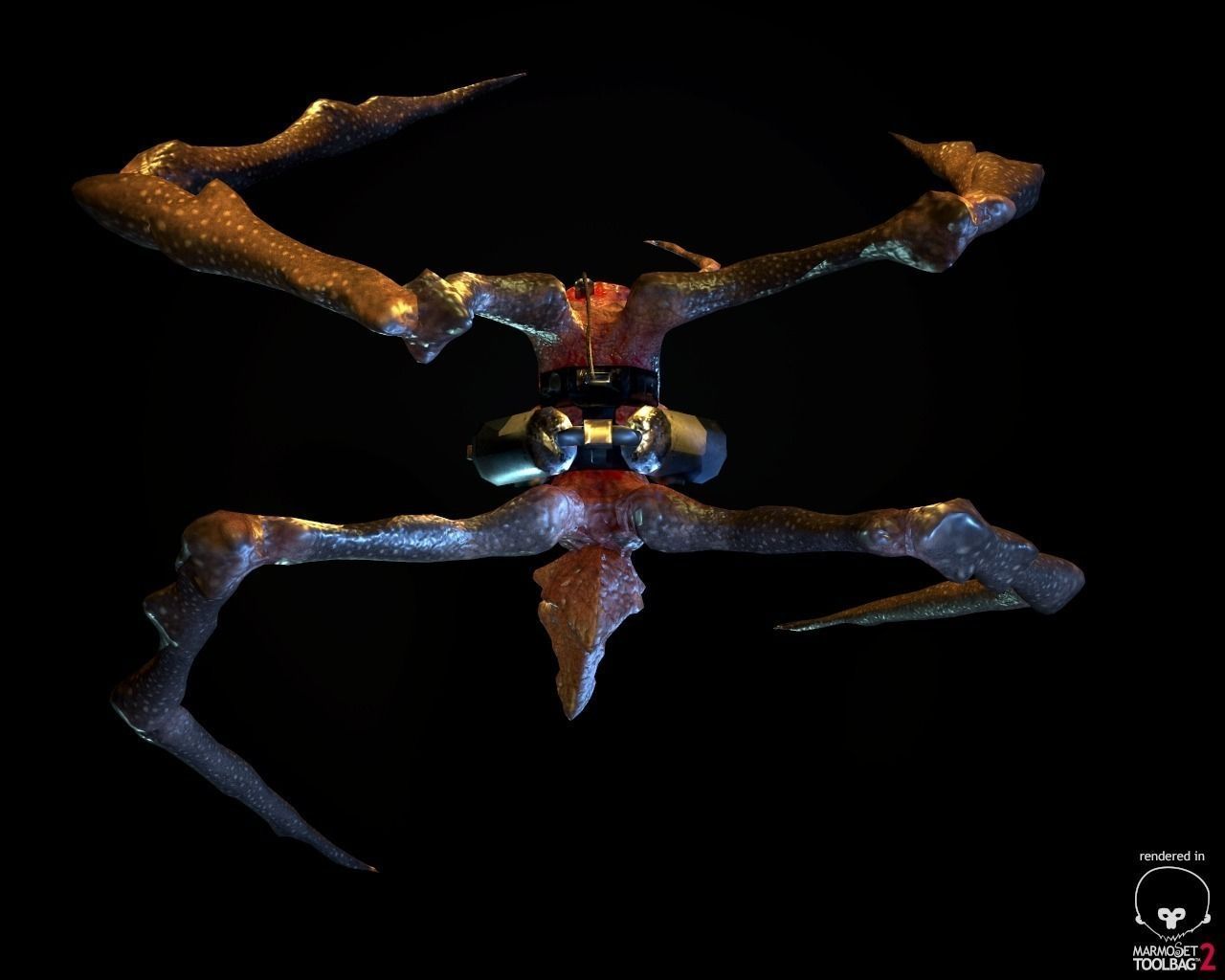 BioMech Alien Spider LowPoly free VR / AR / low-poly 3D model rigged ...