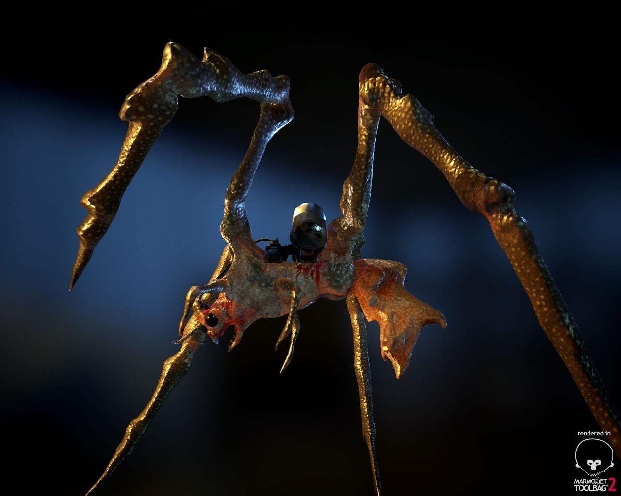 BioMech Alien Spider LowPoly free VR / AR / low-poly 3D model rigged ...