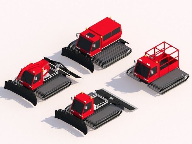 3D model Cartoon Low Poly Snowcat Track Vehicles Pack VR / AR / low ...