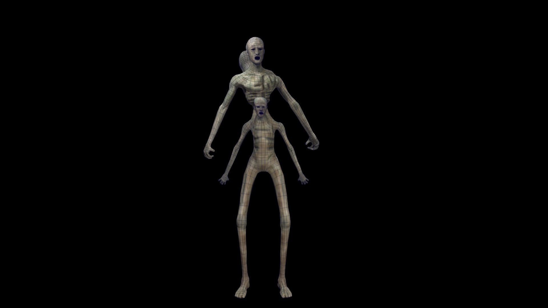 3D model Creature Zombie Mutant VR / AR / low-poly rigged animated ...