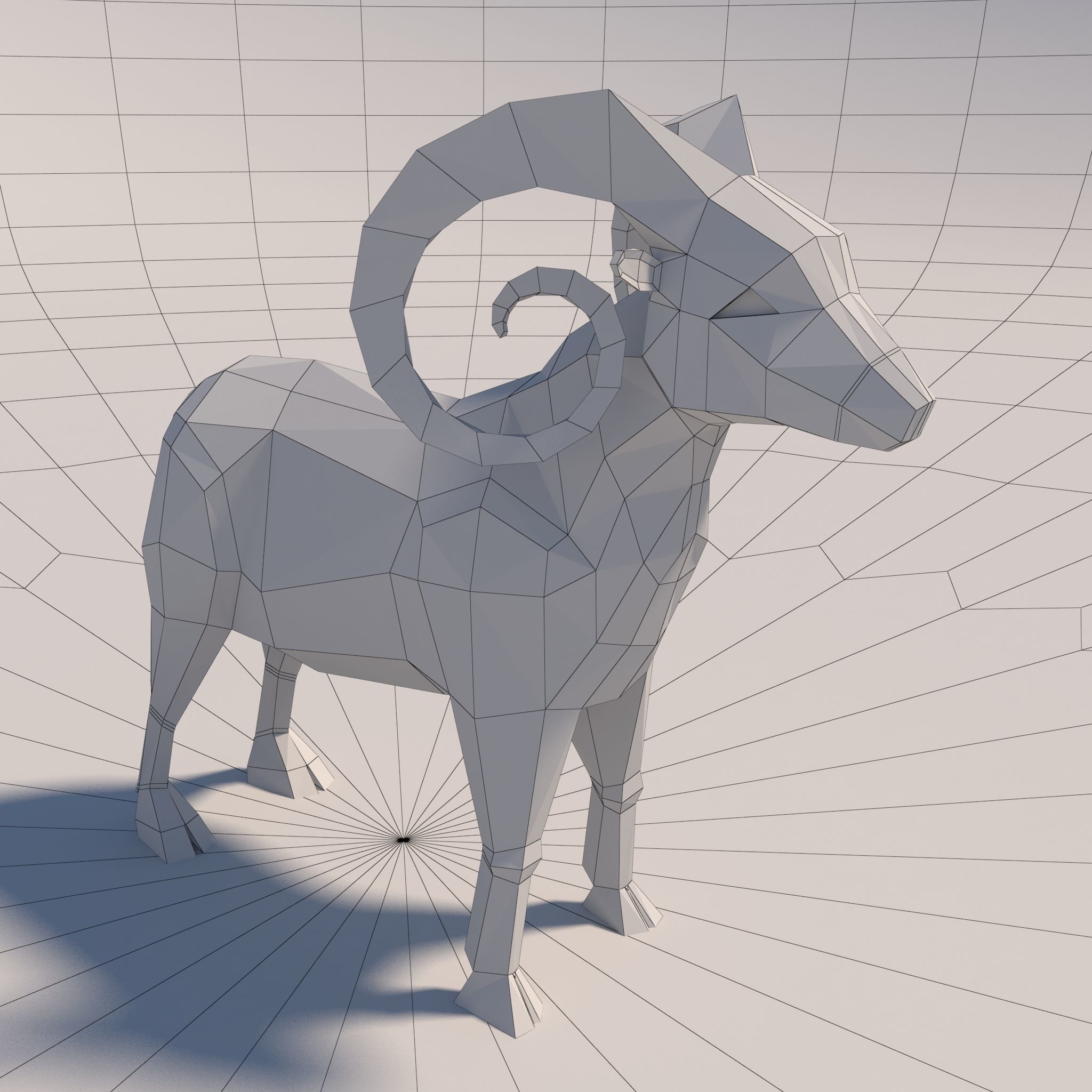 3D model Game Ready Low-Poly Goat polygonal sheep VR / AR / low-poly ...