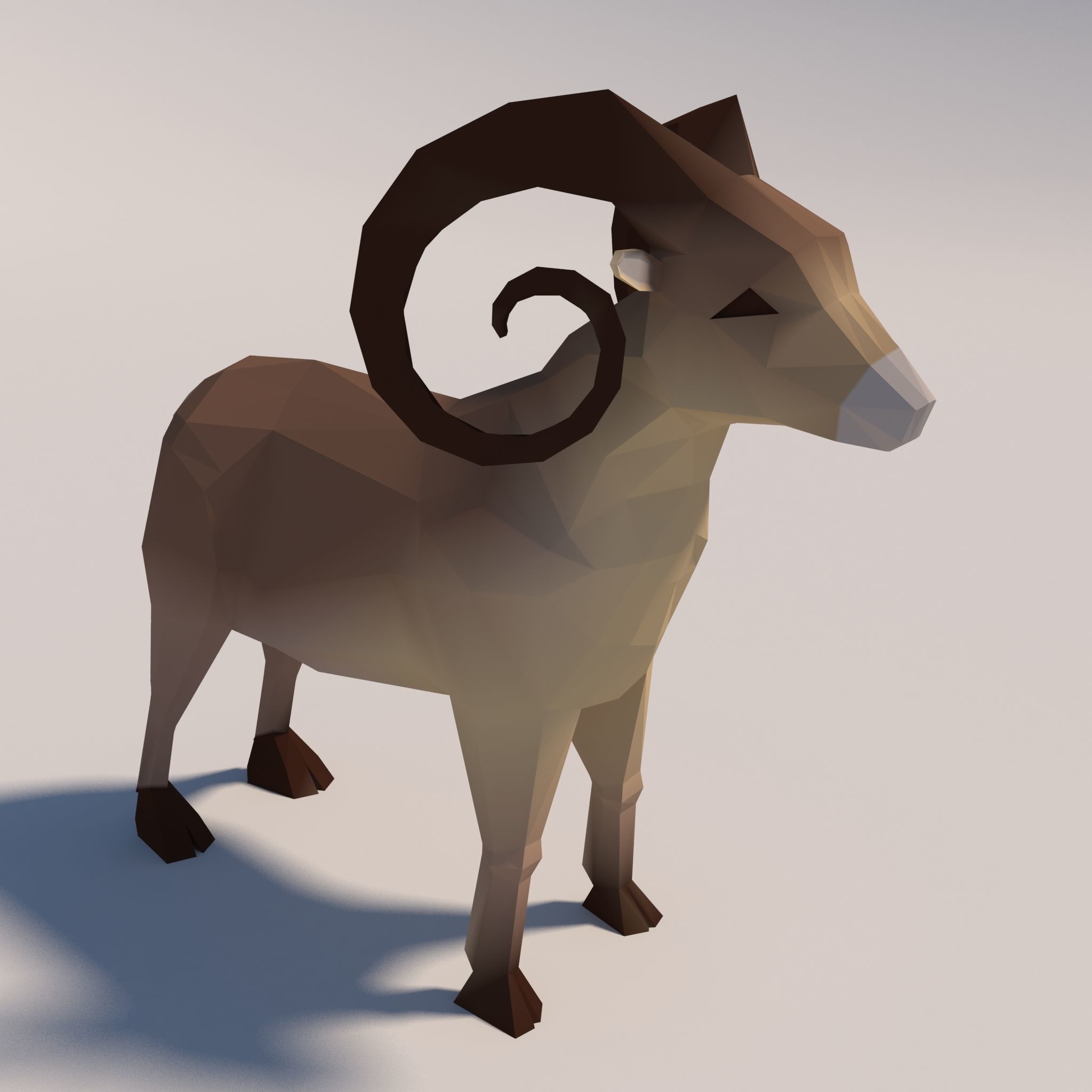 3D model Game Ready Low-Poly Goat VR / AR / low-poly rigged animated ...