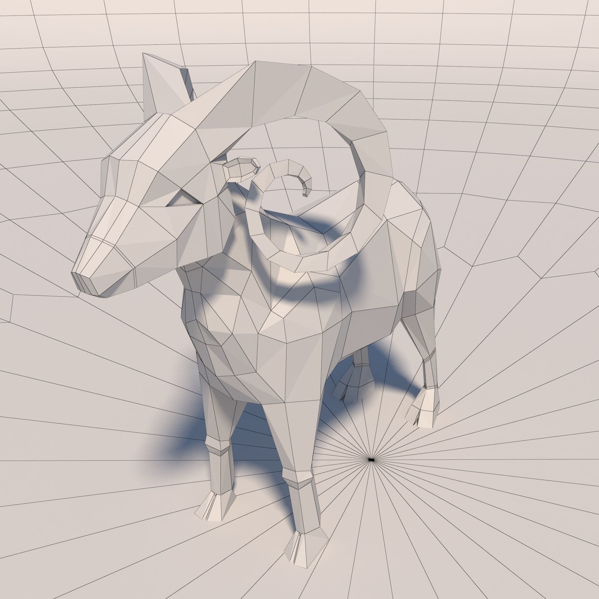 3D model Game Ready Low-Poly Goat polygonal sheep VR / AR / low-poly ...