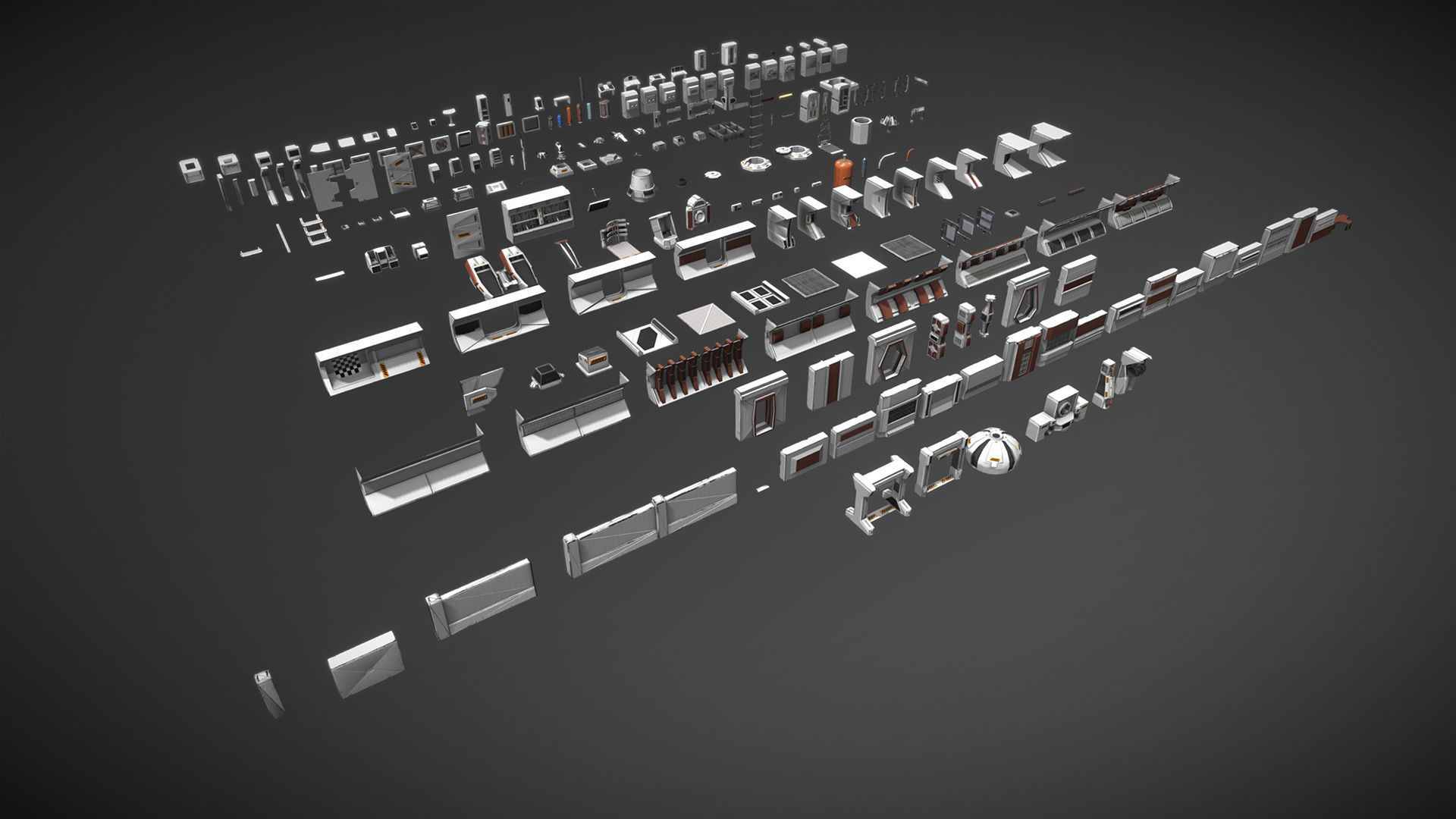 3D model Retro Sci-fi Modular Environment Kitbash VR / AR / low-poly | CGTrader