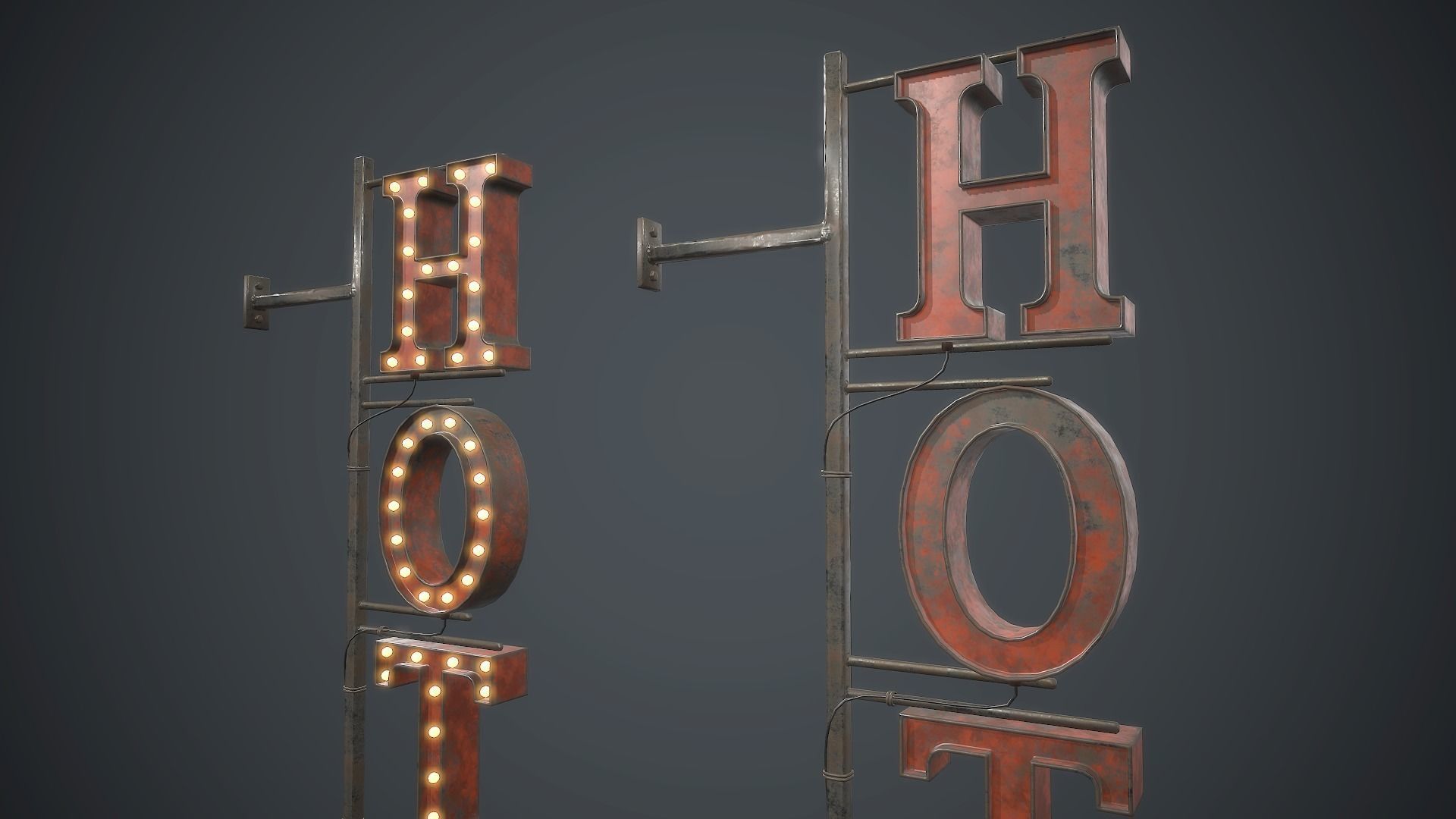 3D model Old Metal Hotel Sign PBR Game Ready VR / AR / low-poly | CGTrader