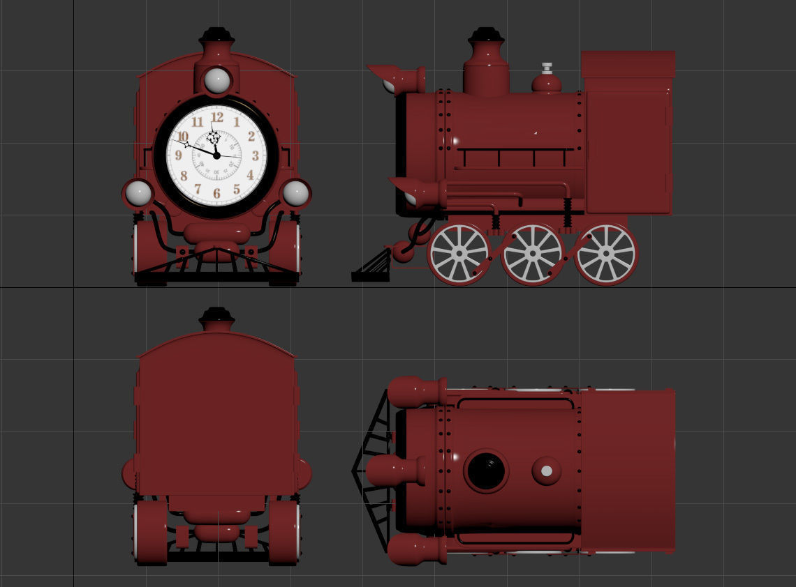 locomotive vintage train clock 3D model | CGTrader